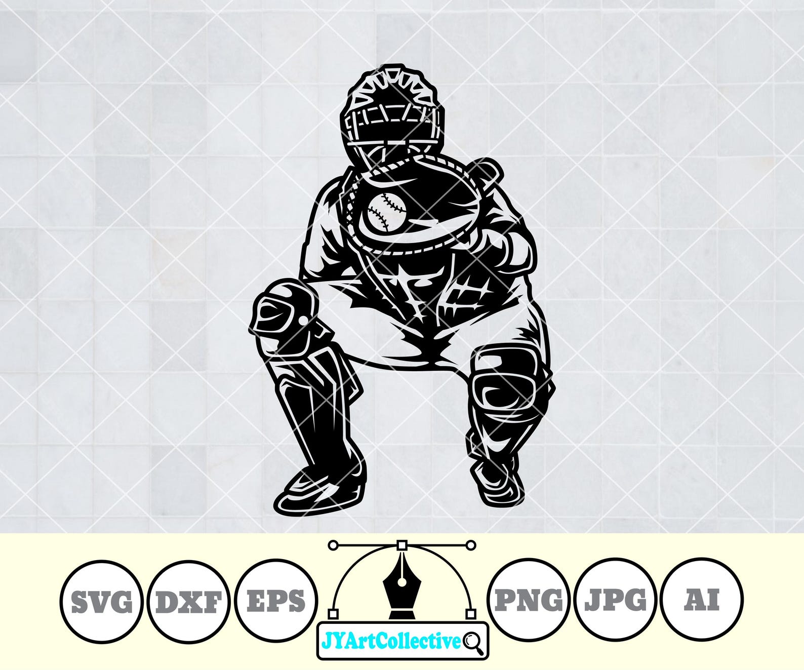 Baseball Catcher SVG | Player Clipart (png, Dxf, Eps) - Etsy