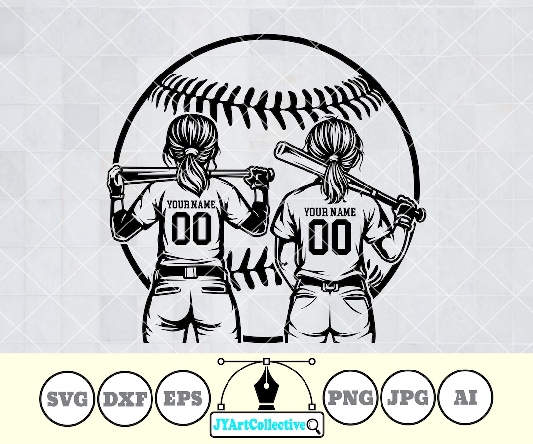 Softball Player SVG: Team Design Clipart (PNG, DXF) - Etsy