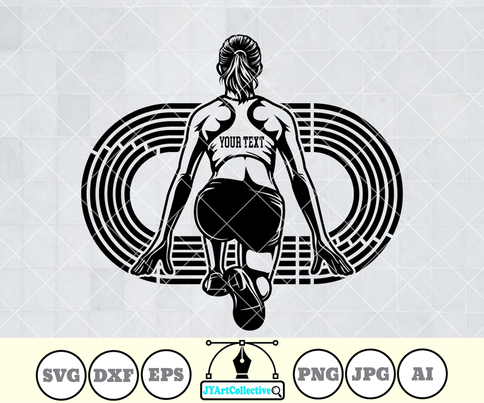 Personalized Track and Field Runner SVG: Female Sprinter Clipart ...