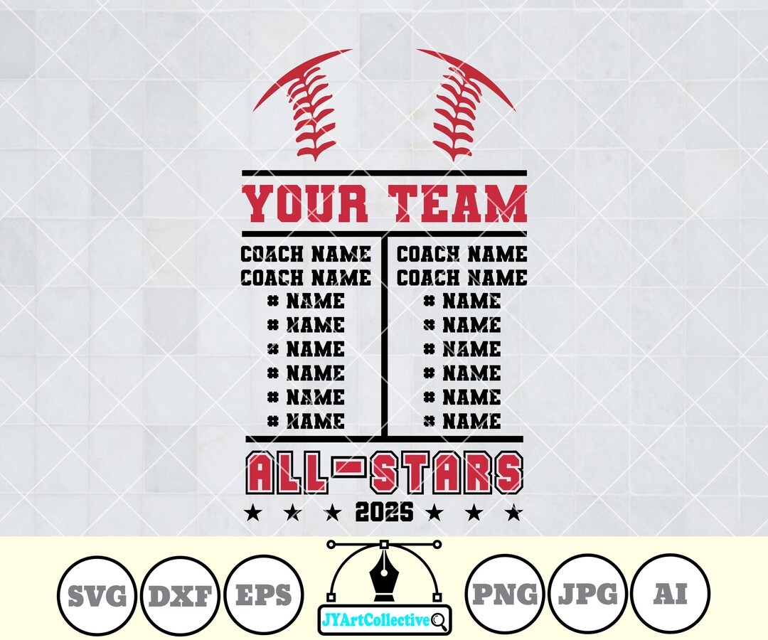 Personalized Name | Baseball Roster Svg | All Stars Baseball Svg ...