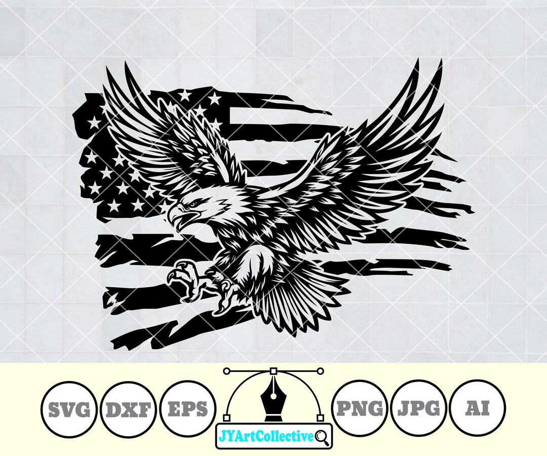 Flying Eagle USA Flag SVG: Patriotic 4th of July Clipart (digital Files ...