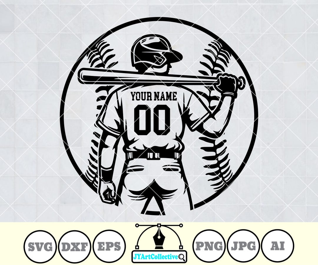 Personalized Baseball Player SVG | Baseball Dad, Team Stencil (png, Dxf ...