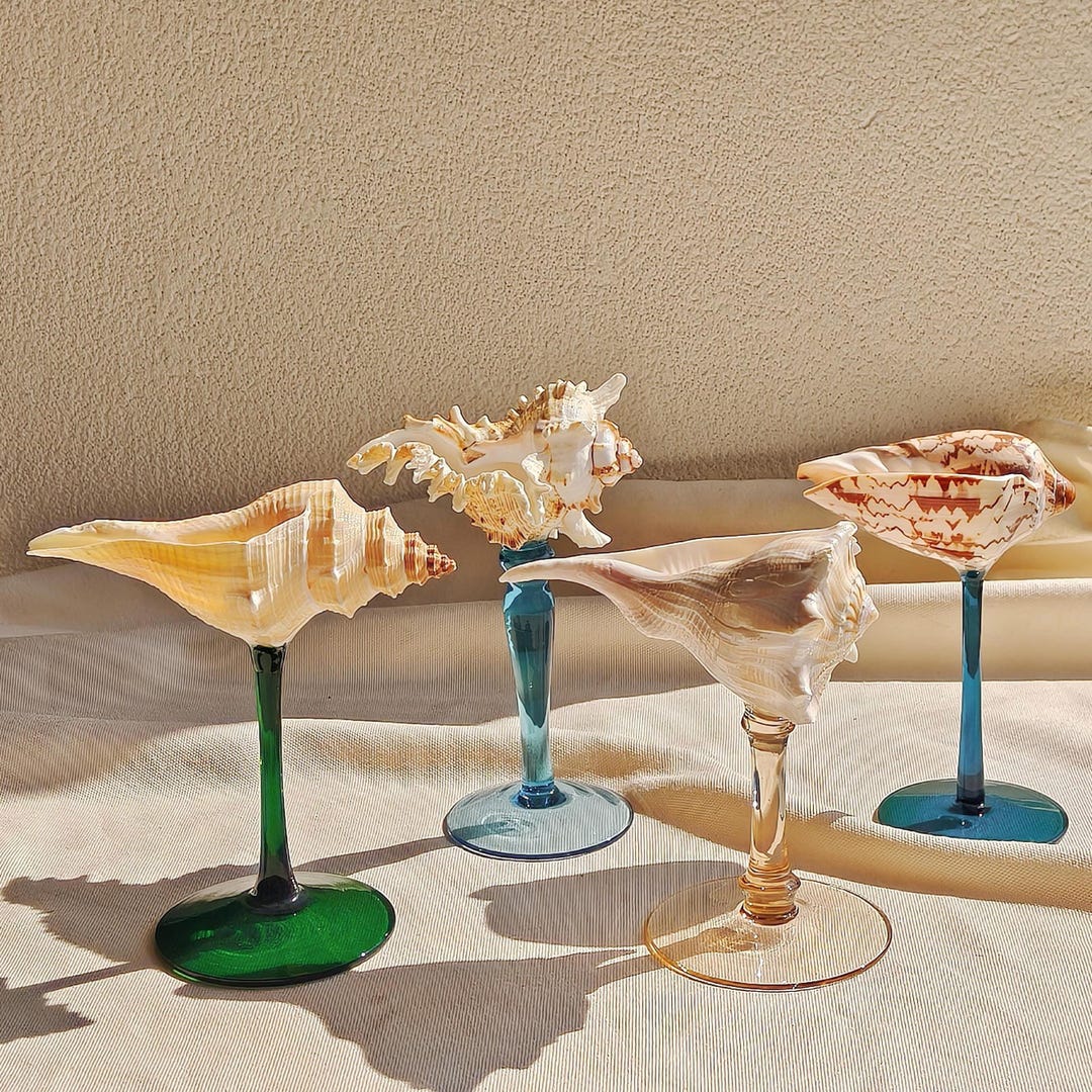 Shell Martini Glasses - Seashell Wine Glasses - Wedding Bridesmaid ...