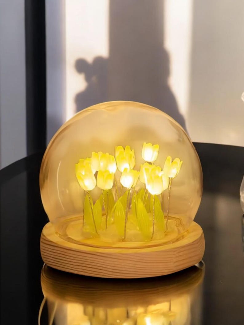 Handmade Tulip Night Light - DIY LED Bedside Lamp for Bedroom Decor ...