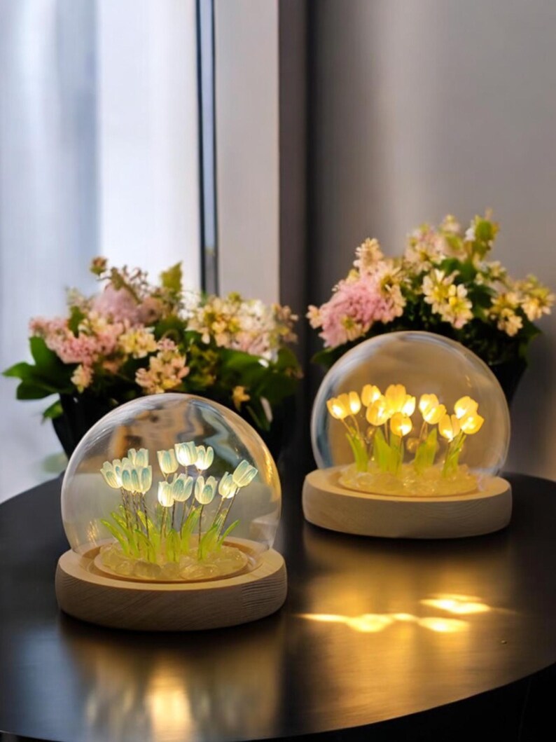 Handmade Tulip Night Light - DIY LED Bedside Lamp for Bedroom Decor ...
