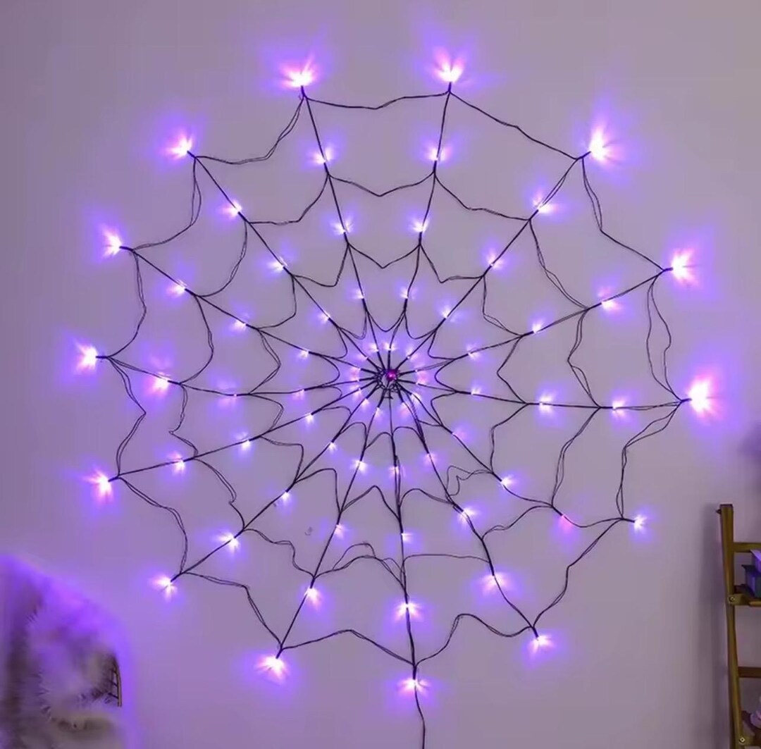 Spider Web String Lights – LED Wall Decor in Orange & Purple - Etsy