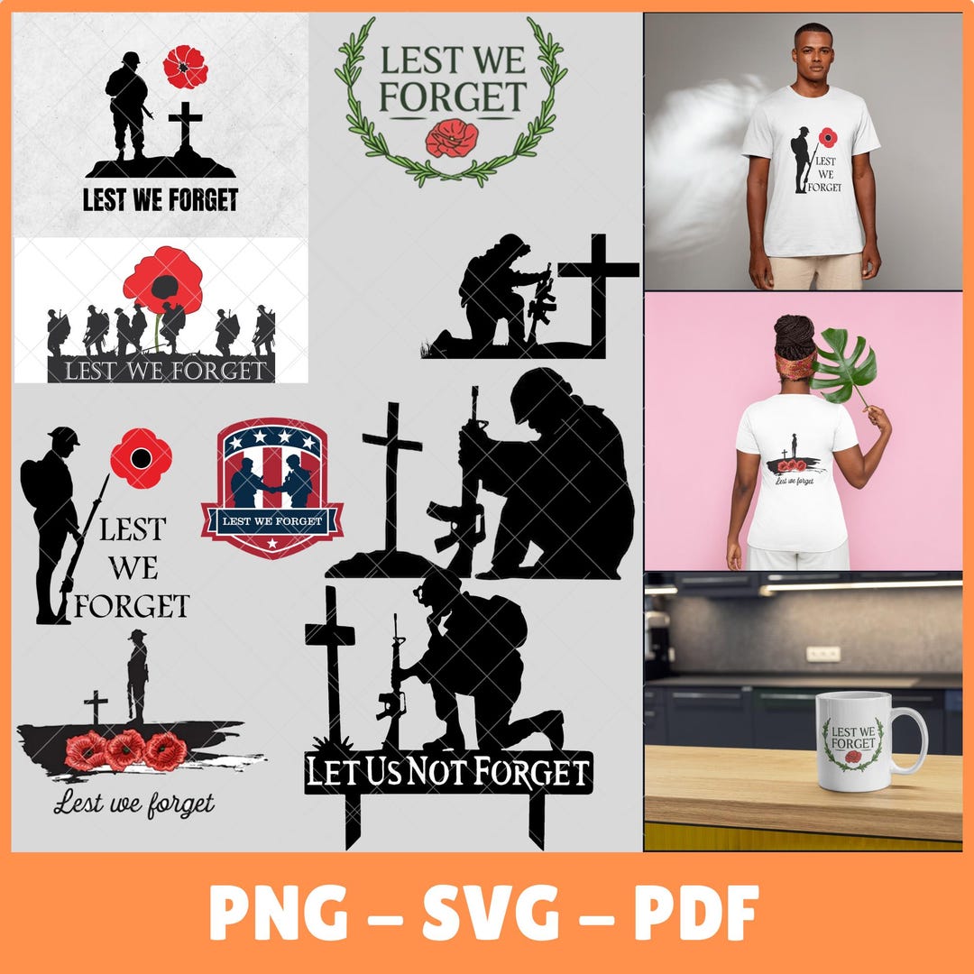 Lest We Forget SVG Bundle | Remembrance Day Svg | Poppy Svg | We ...