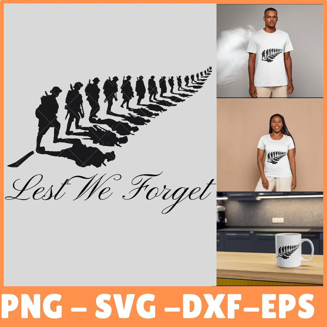 Anzac Day SVG PNG DXF Lest We Forget Memorial Design Digital Download ...
