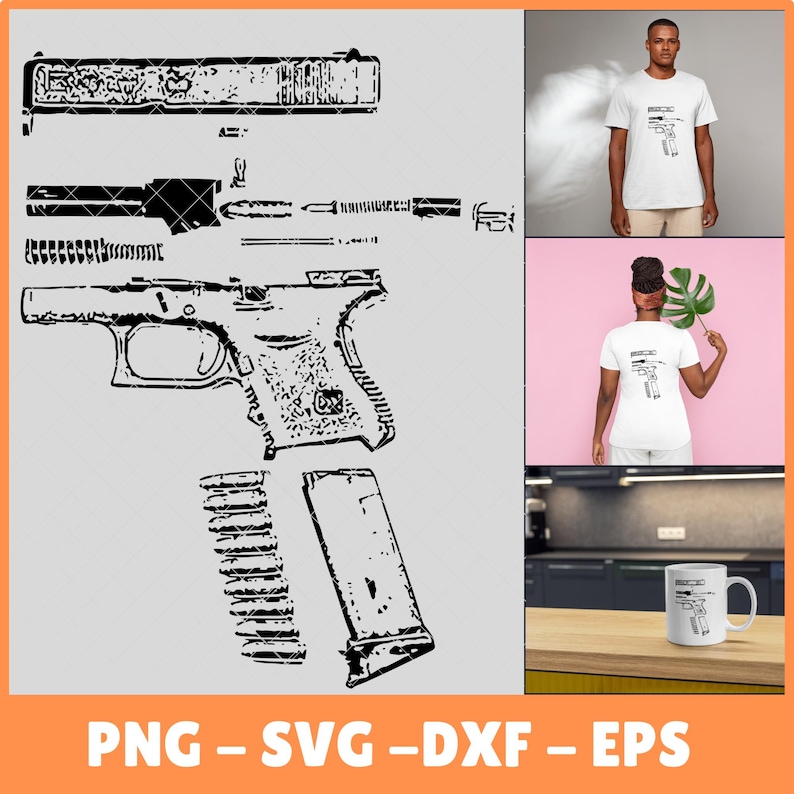 Glock We Trust SVG PNG DXF Gun Silhouette Digital File for Shirts ...