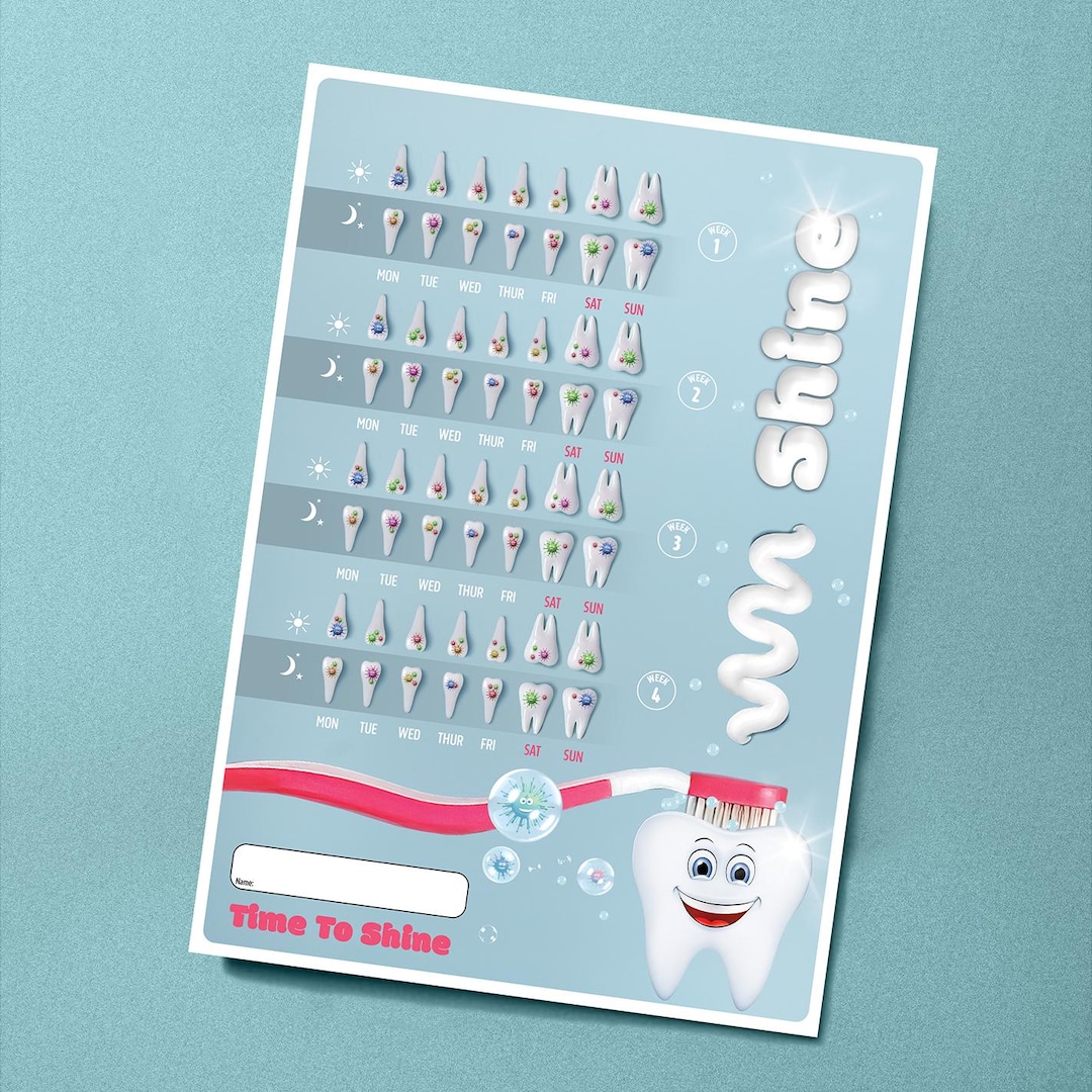 Kids Tooth Brushing Chart, Dental Hygiene Chart - Etsy