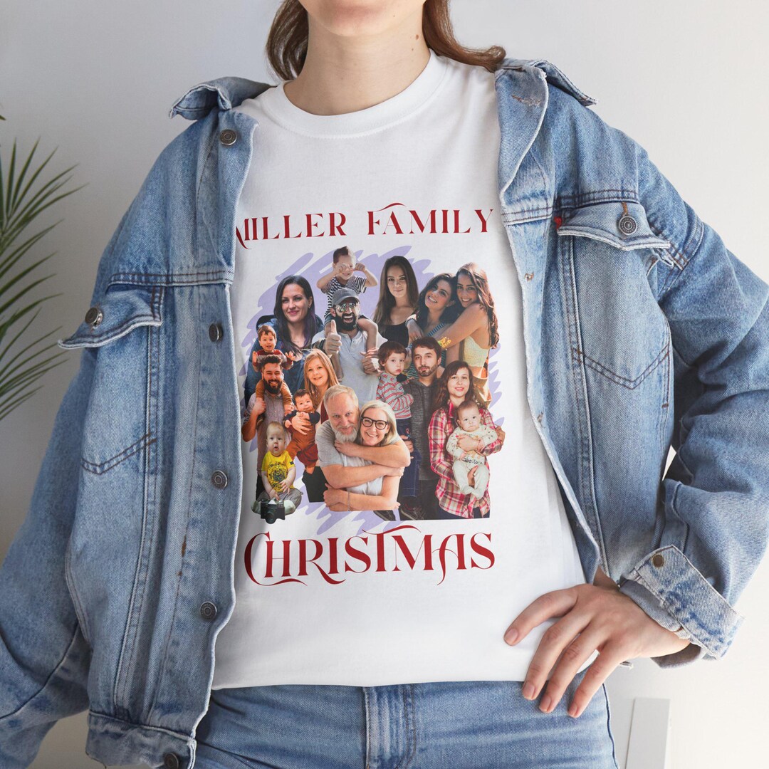Custom Christmas Family Photo Collage Tee Personalized Holiday Shirt ...