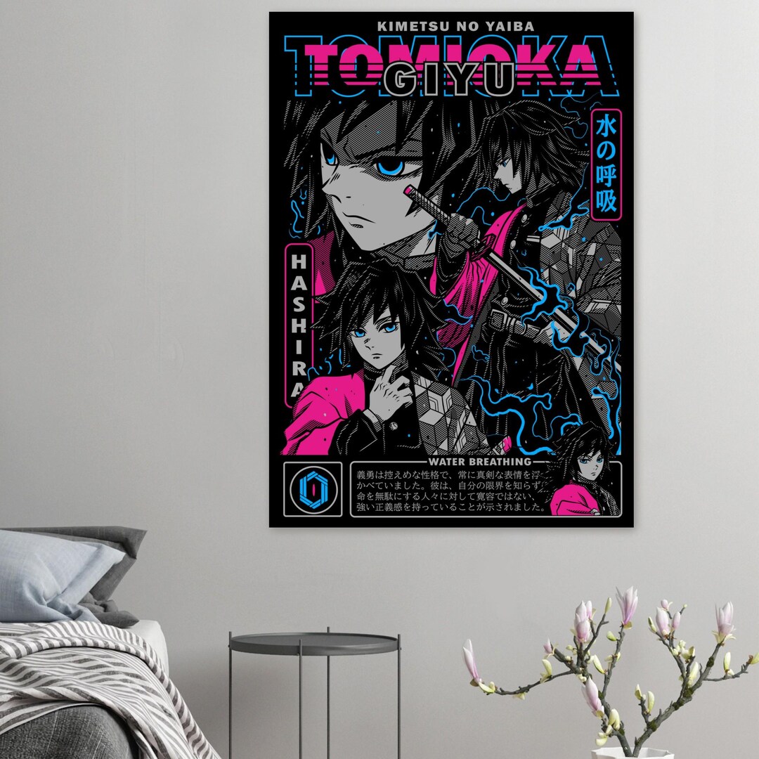 Demon Slayer Anime Manga Poster Print, Giyu Tomioka Vintage Minimalist ...