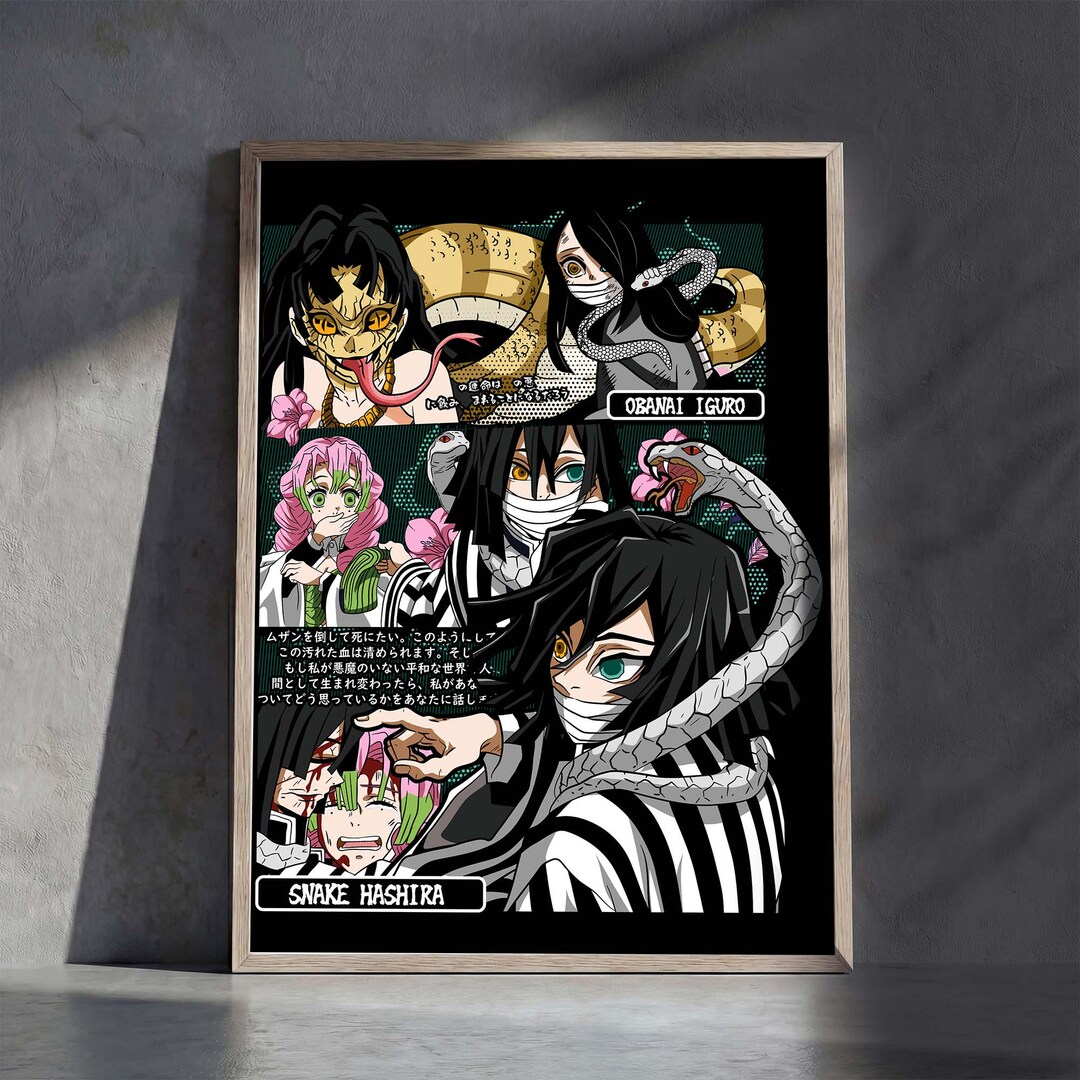 Demon Slayer Anime Manga Poster Print, Obanai Iguro Vintage Minimalist ...