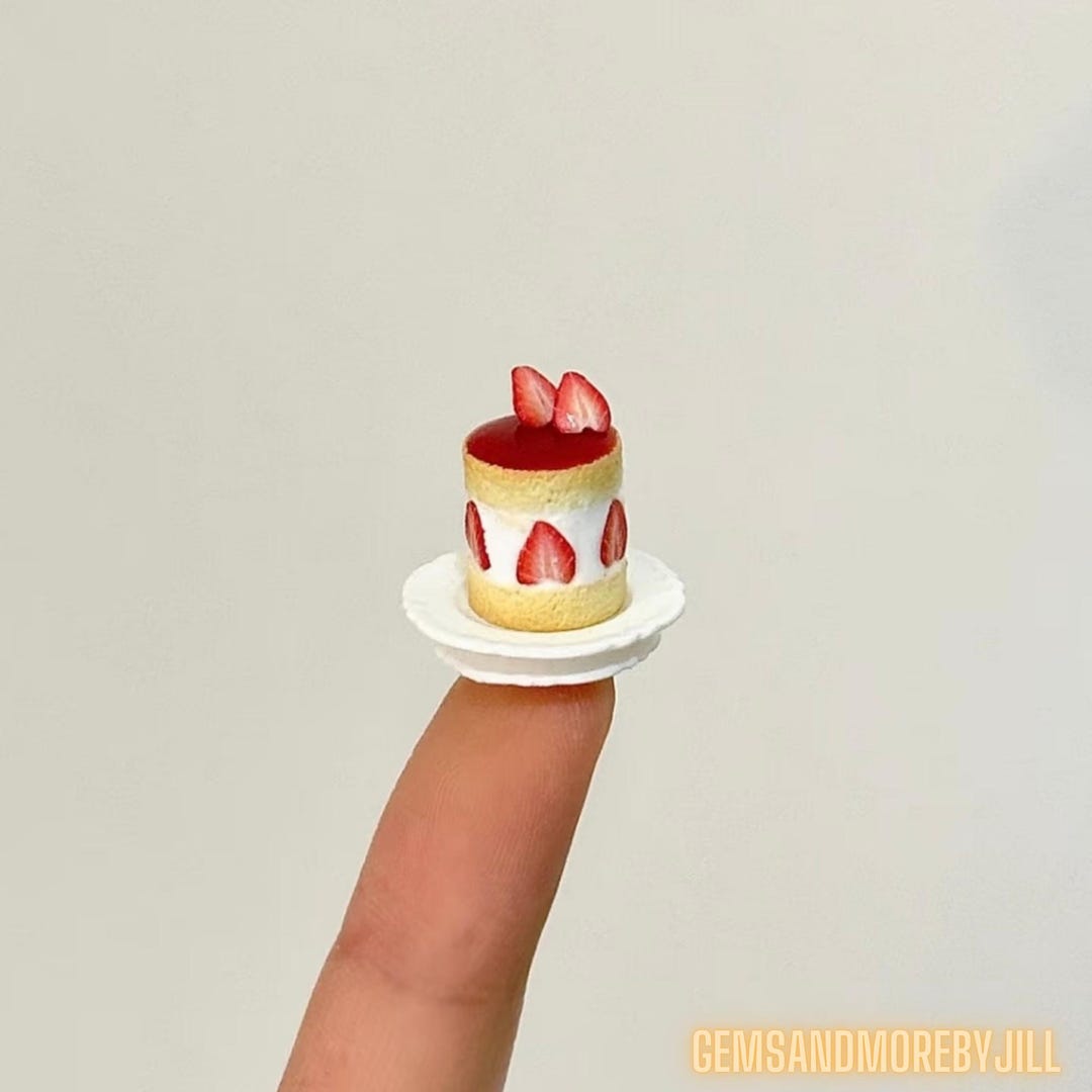 Cute Strawberry Cake Cute Little Cake Mini Food Mini Dessert 1/12 Scale ...