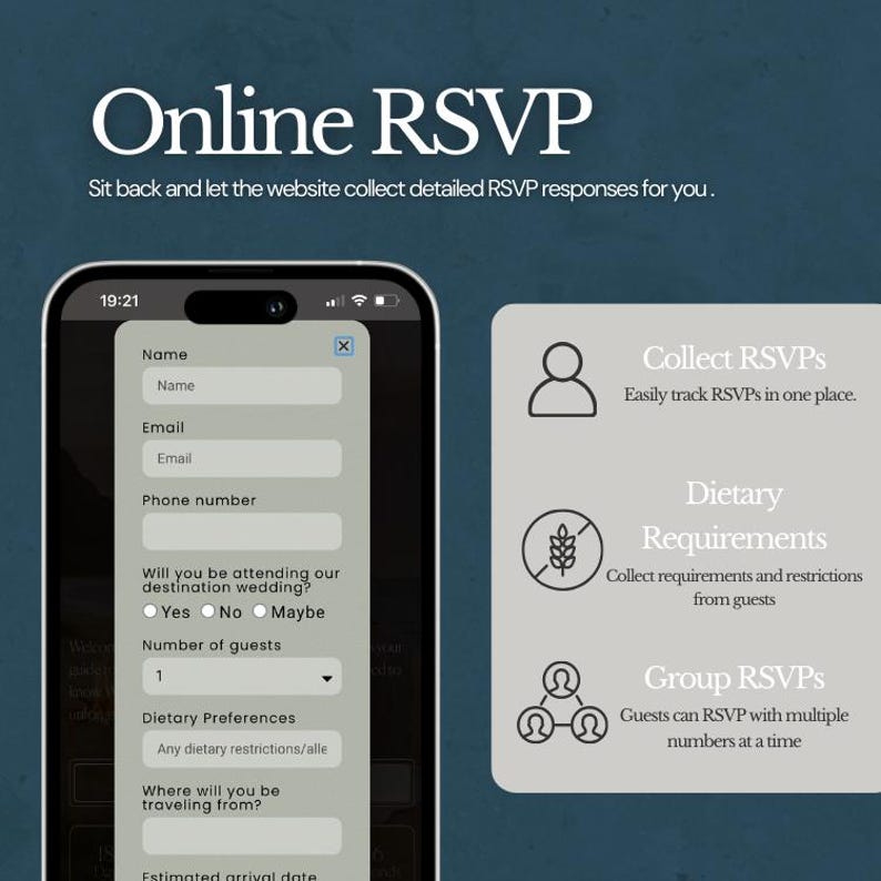Destination Wedding Website Template | Mobile-friendly Wedding Invite ...