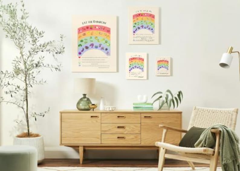 Eat A Rainbow Educational Poster | Eat Your Veggies Kitchen Wall Art ...