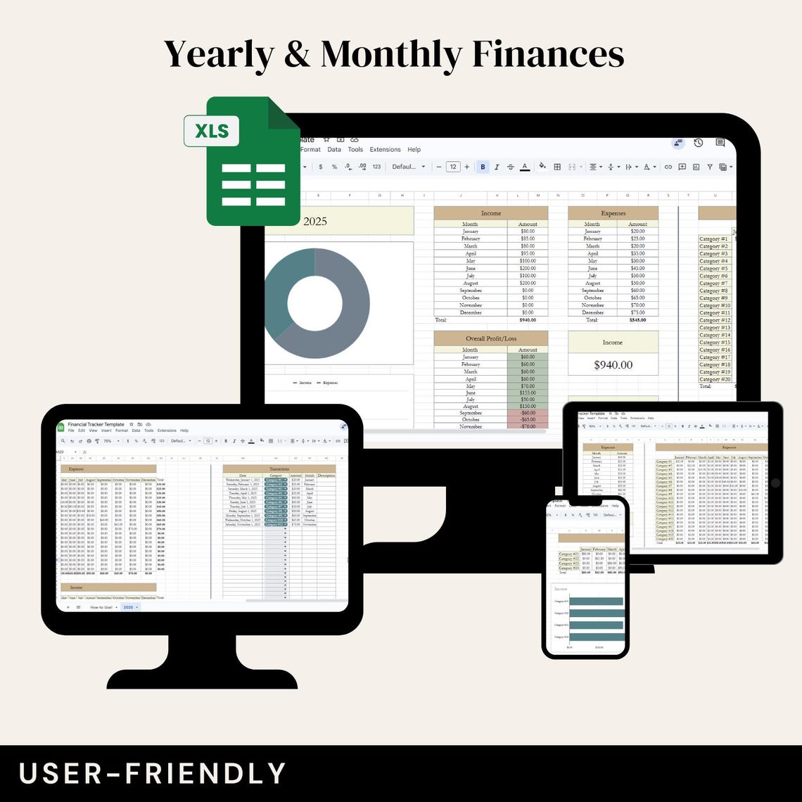 Simple, User-friendly Financial Tracker Template: Google Sheets ...