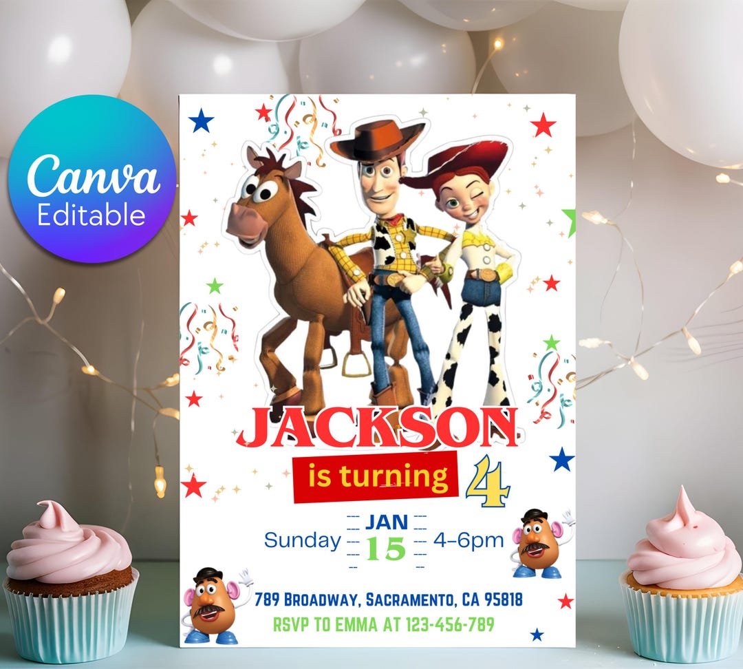 Editable Toy Story Birthday Invitation, Toy Story Kids Party Invitation ...
