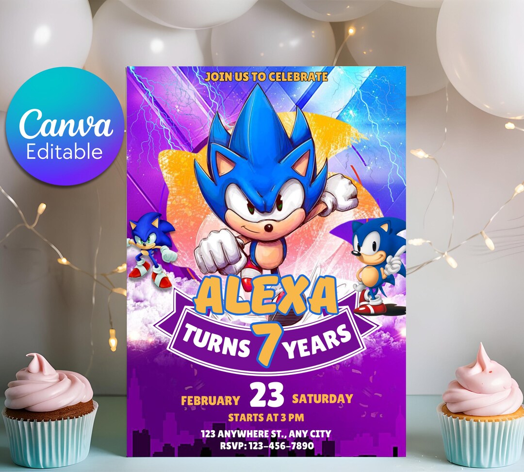 Sonic Birthday Invitation, Awesome Sonic Party Invite, Sonic the ...