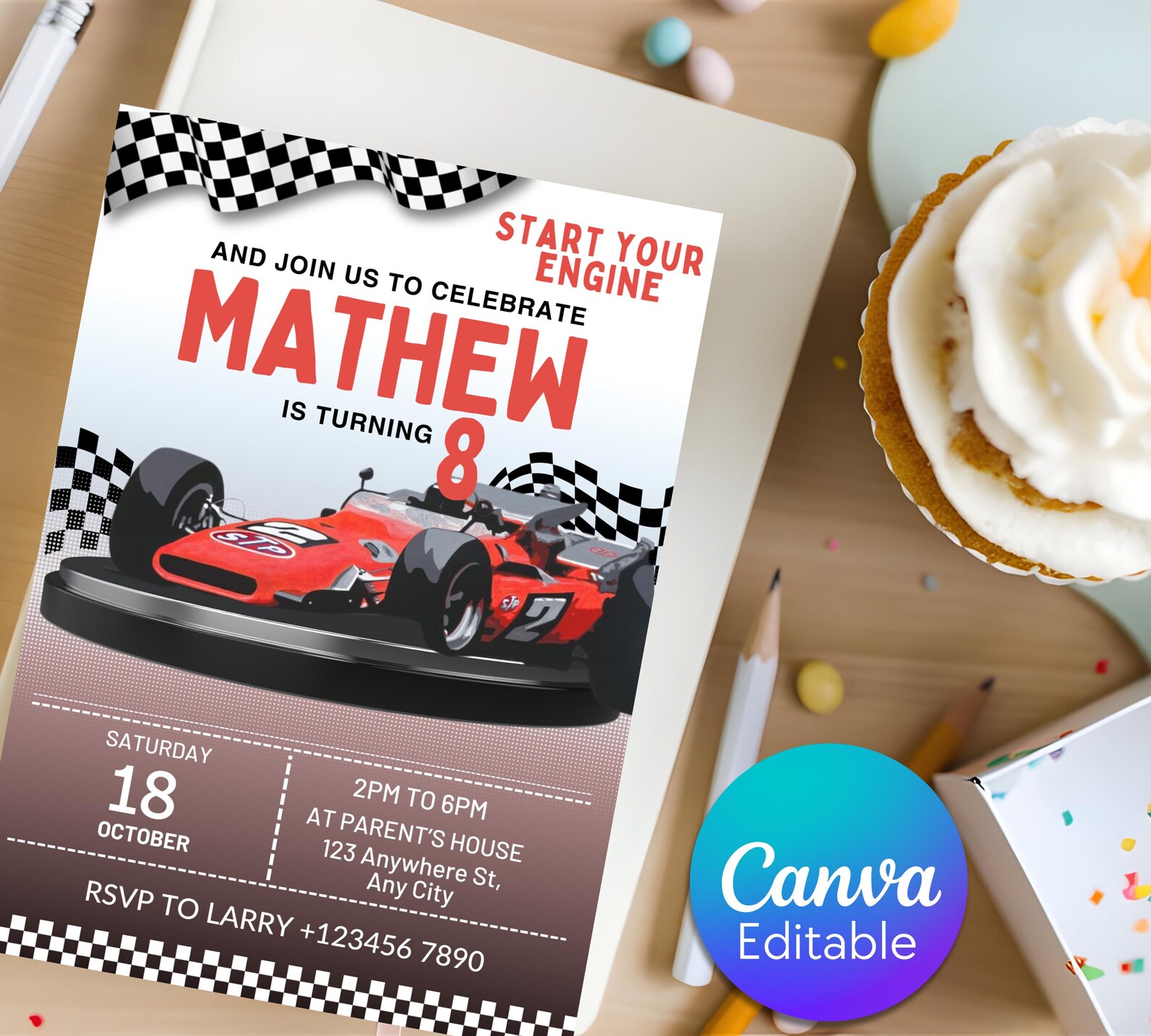 Race Car Birthday Invitation, Race Car Invitation for Kids, Race Car ...