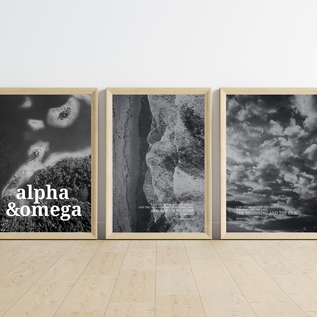 Alpha & Omega Christian Wall Art Set of 3 | Minimalist Bible Verse ...