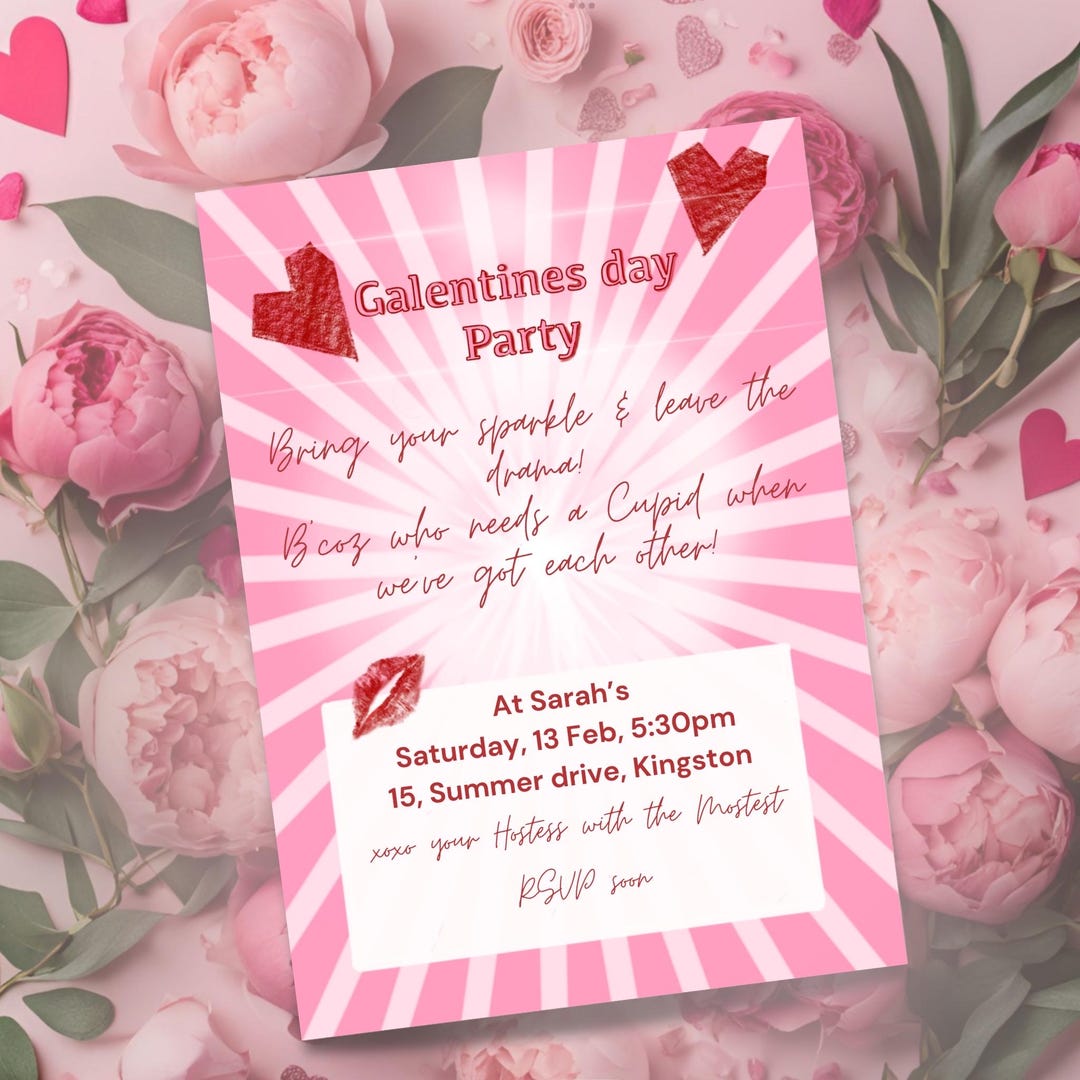 Hand Drawn Galentine's Day Invitation, Galentines Day Party Invitation ...