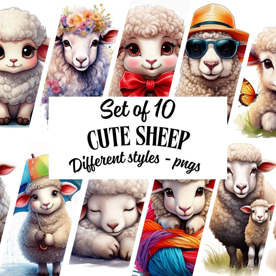 Cute Sheep Designs - PNG - 300DPI - Etsy