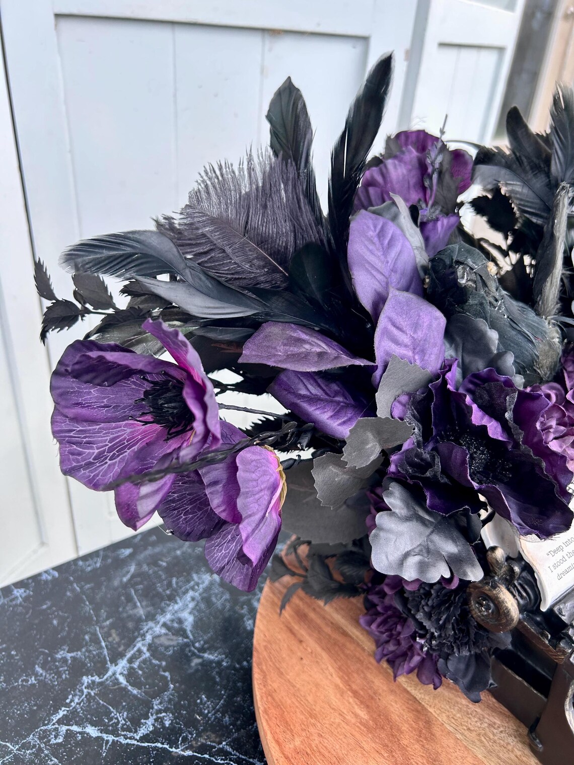 Raven Halloween Centerpiece: Gothic Typewriter Floral Arrangement ...