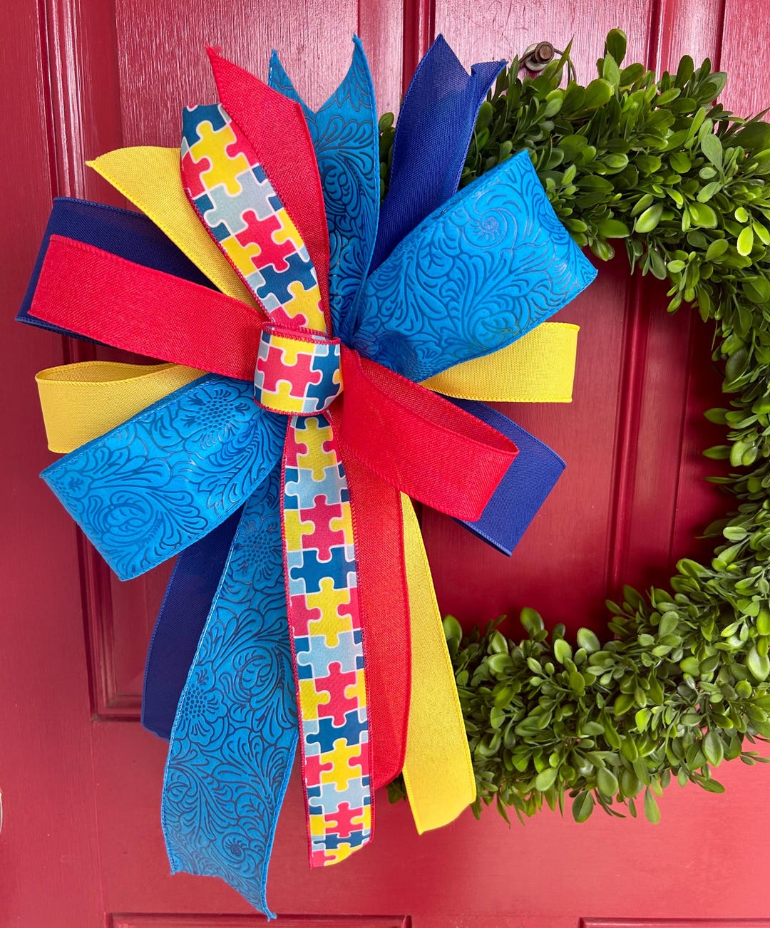 Autism Awareness Bow, April Autism Awareness Month, Puzzle Piece Bow ...