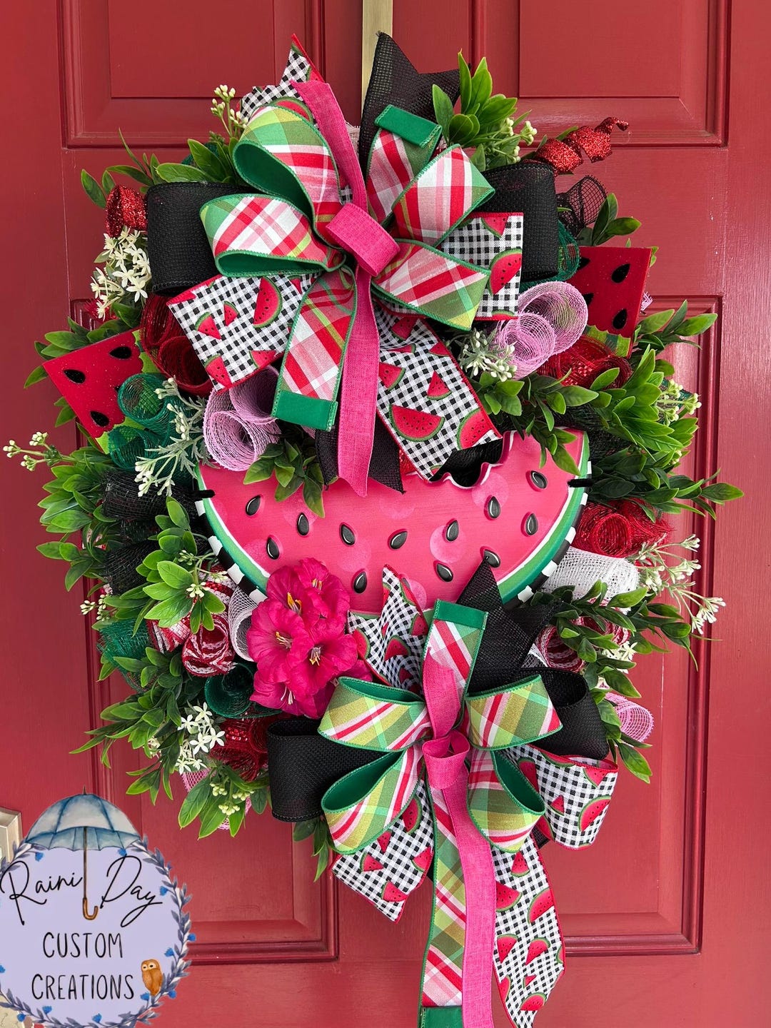 Watermelon Greenery Swag: Spring/summer Door Decor - Etsy