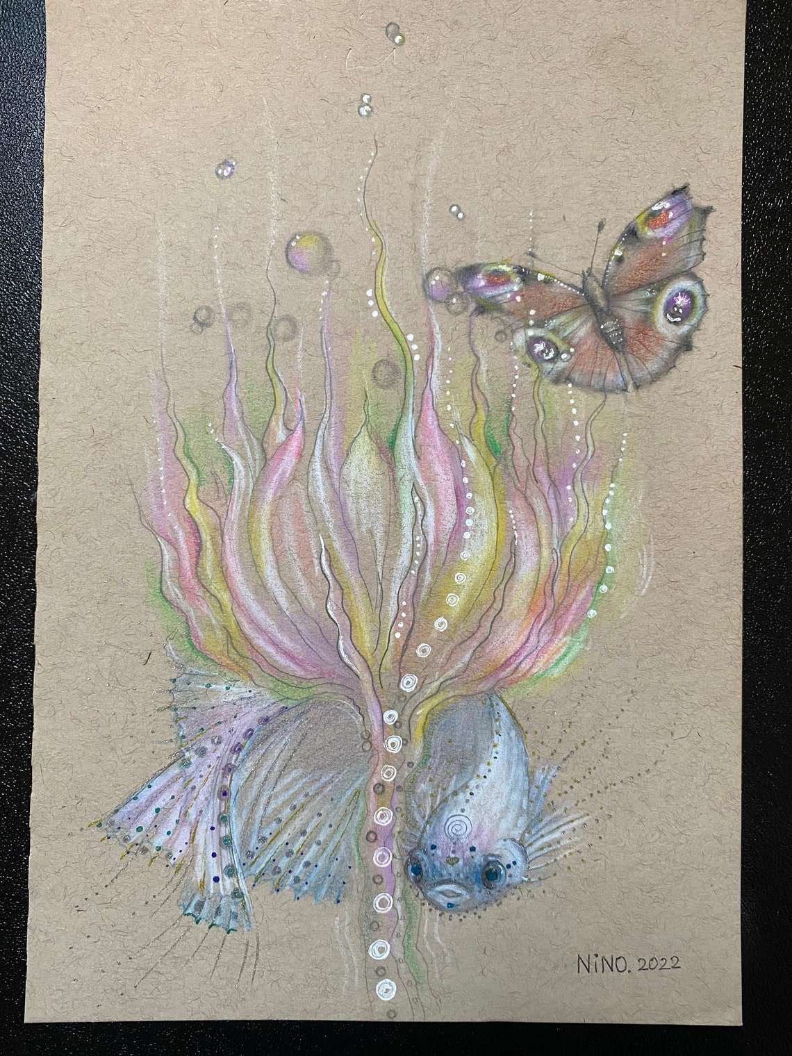 Butterfly Fish Original Art Drawing, Whimsical Wall Decor (5.9x8.5) - Etsy