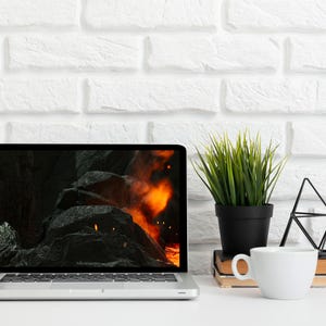 Fire Stone Aesthetic Computer Wallpaper 4K Desktop Background Laptop PC ...