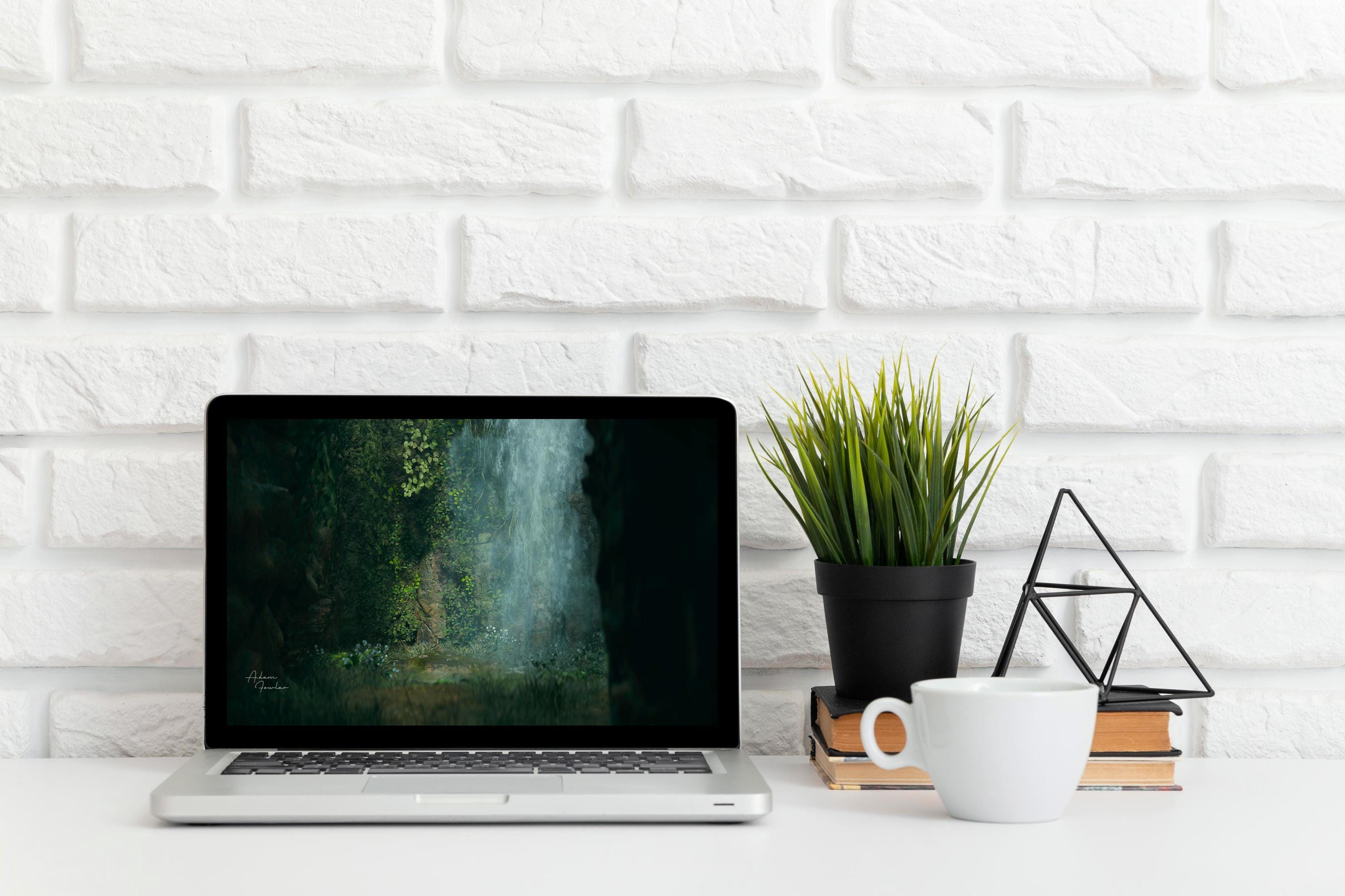 Hidden Waterfall Aesthetic Computer Wallpaper 4K Desktop Background ...