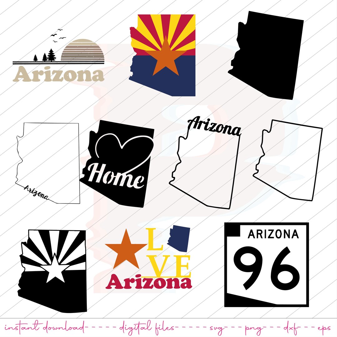 Arizona State Bundle, Arizona Unique SVG, Arizona Home, Arizona Map ...