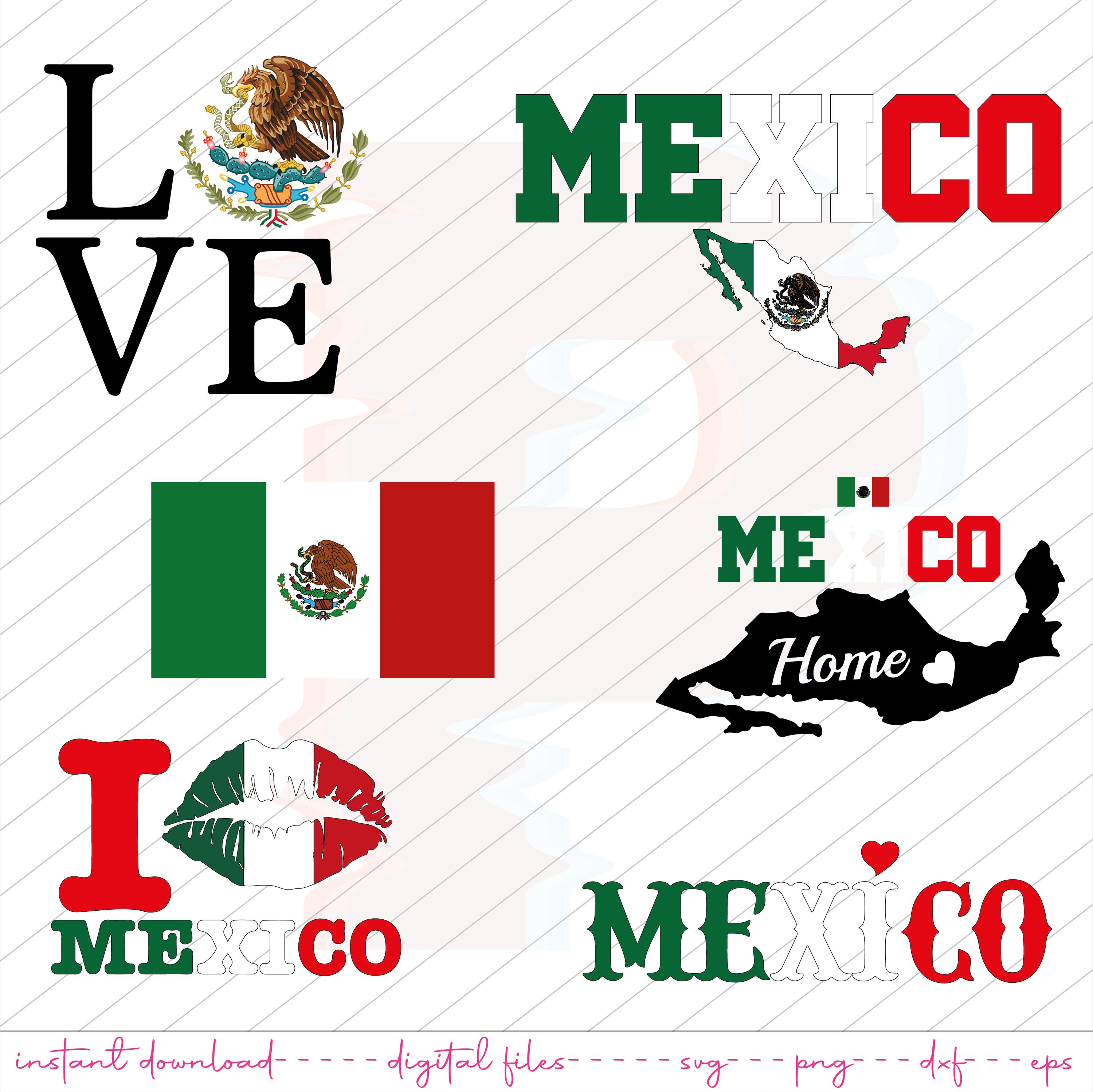 Mexico Svg, Mexico Flag Svg Bundle, Heart, Lips, Glasses, Heartbeat ...