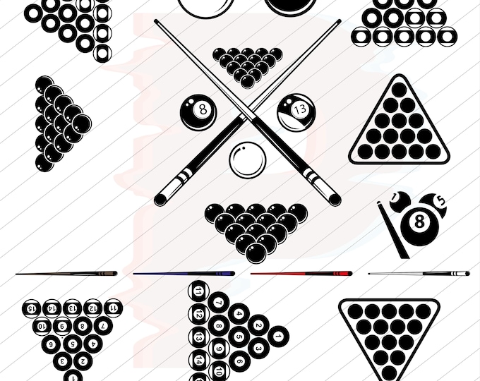 Billiards SVG Bundle, Pool Clip Art, Snooker Cut Files (digital ...