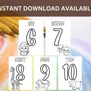 10 Printable Coloring Pages With Numbers 1-10 and Fun Animals to Color ...