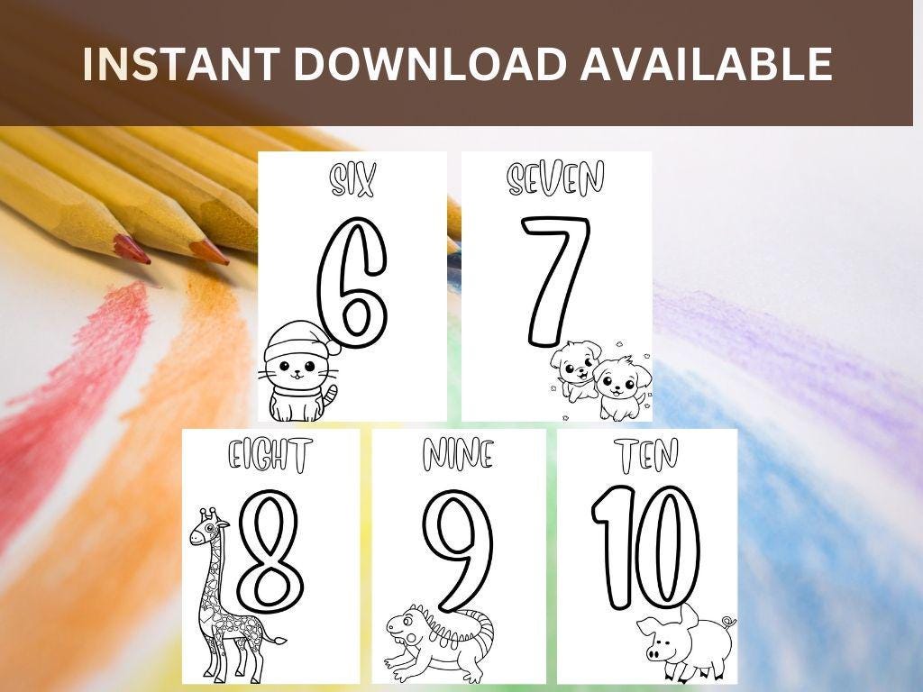 10 Printable Coloring Pages With Numbers 1-10 and Fun Animals to Color ...