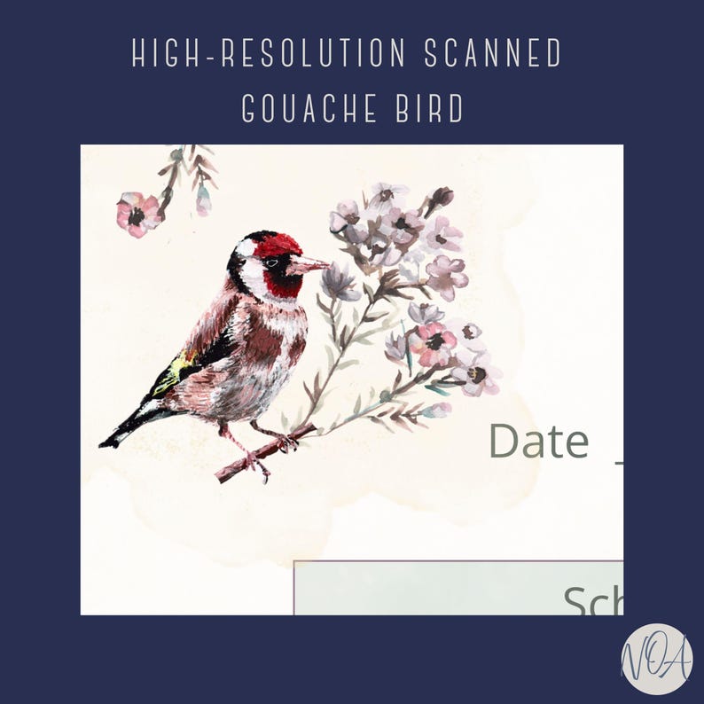 2026 Printable Planner Bundle | Goldfinch Bird Lover Gift | Daily ...
