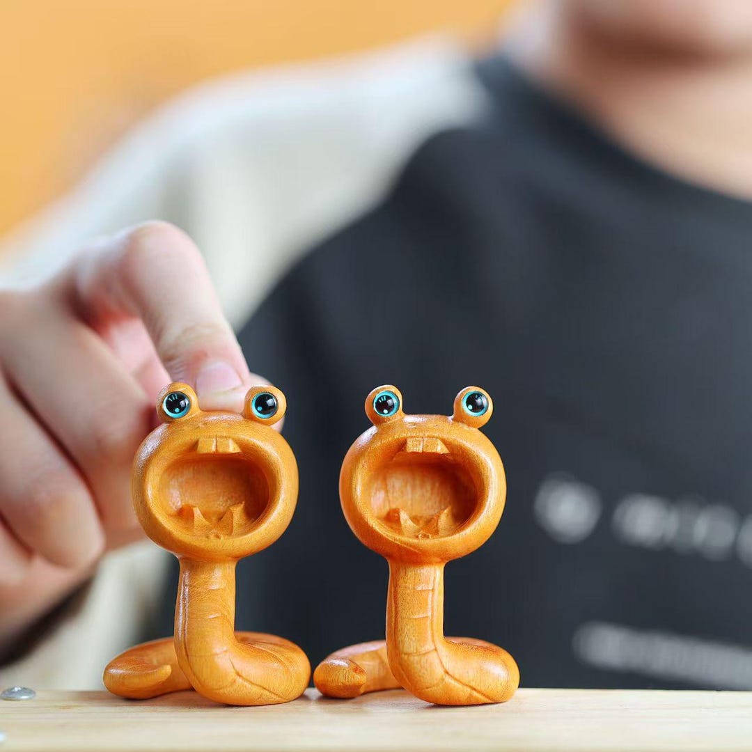 Gobble Greedy Snake – Handmade Wooden Snake Figurine, Funny Animal ...