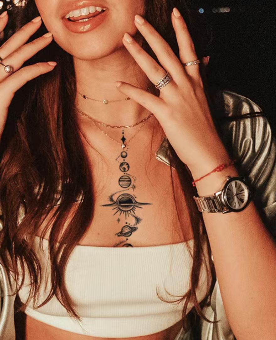 Cosmic Alignment Temporary Tattoo – Planetary Orbits and Saturn Design ...