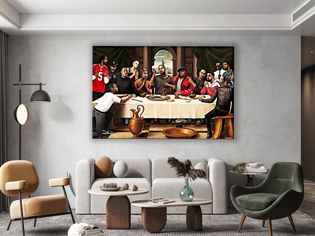 Hip-hop Last Supper Wall Art, Best Rappers in History Canvas Wall Decor ...