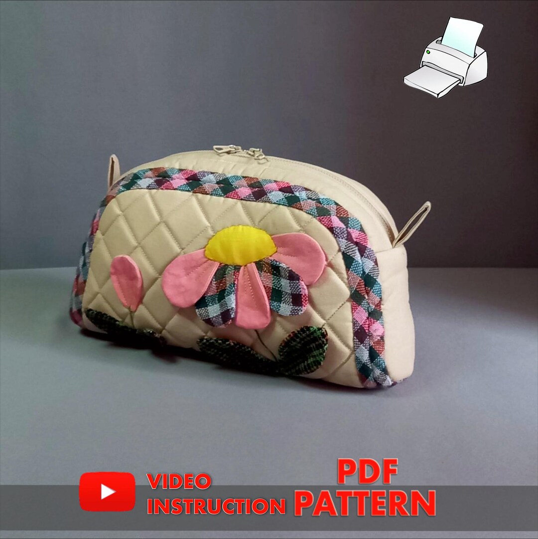 PDF Pattern Cosmetic Bag With 3D Appliqué Gift Tutorial Gift Ideas ...