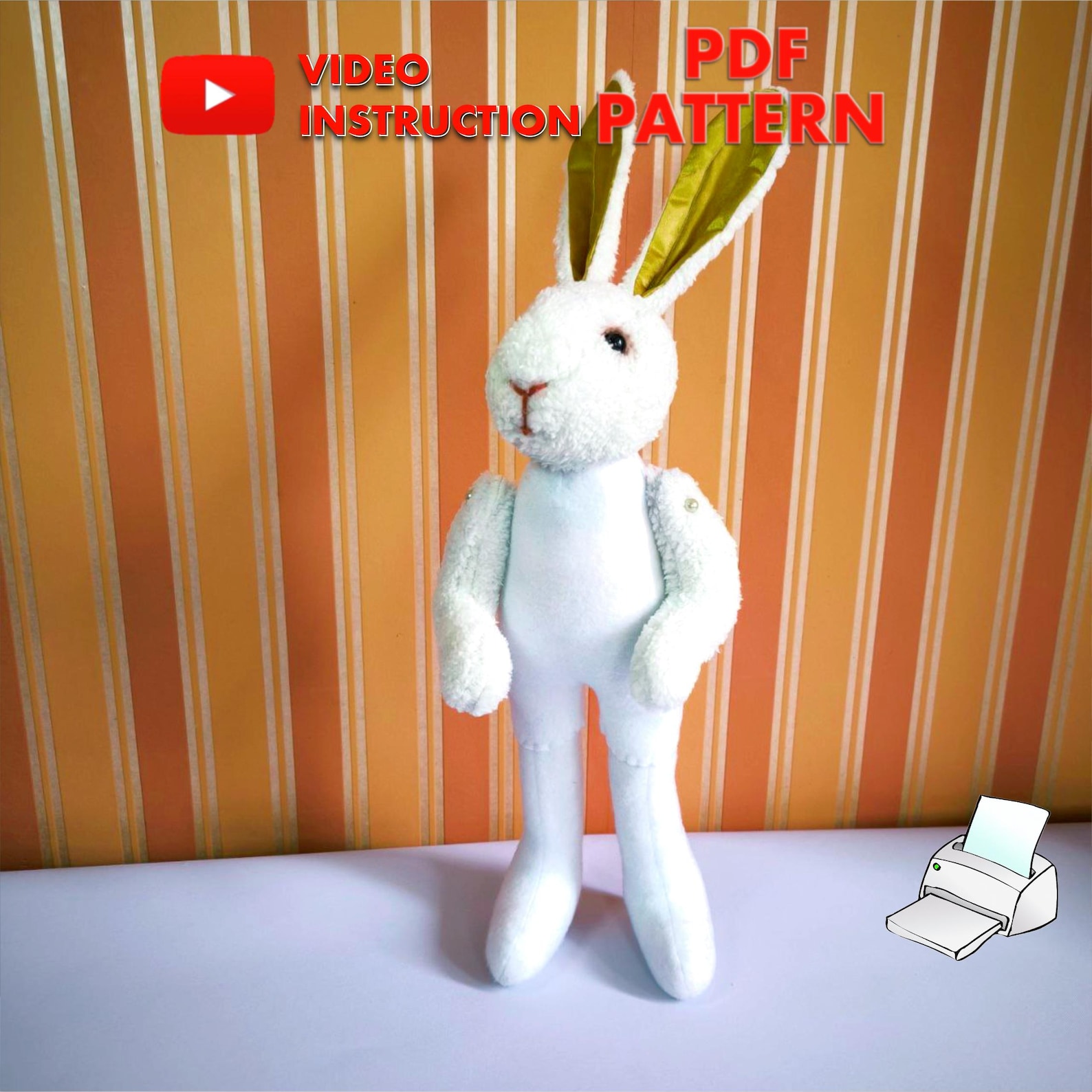 Pdf Sewing Pattern – Basic Rabbit Body 54cm Create a Plush Rabbit and ...