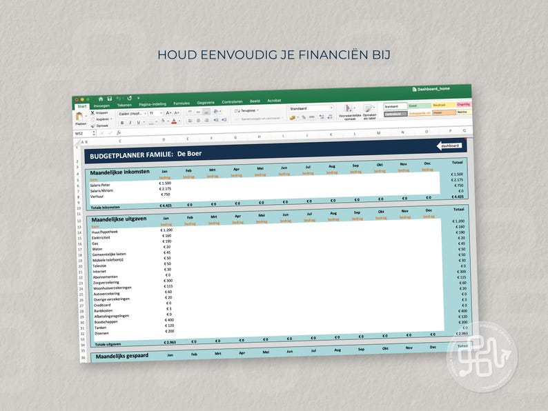 Excel Dashboard Template Budget Planner Energieverbruik Tracker ...