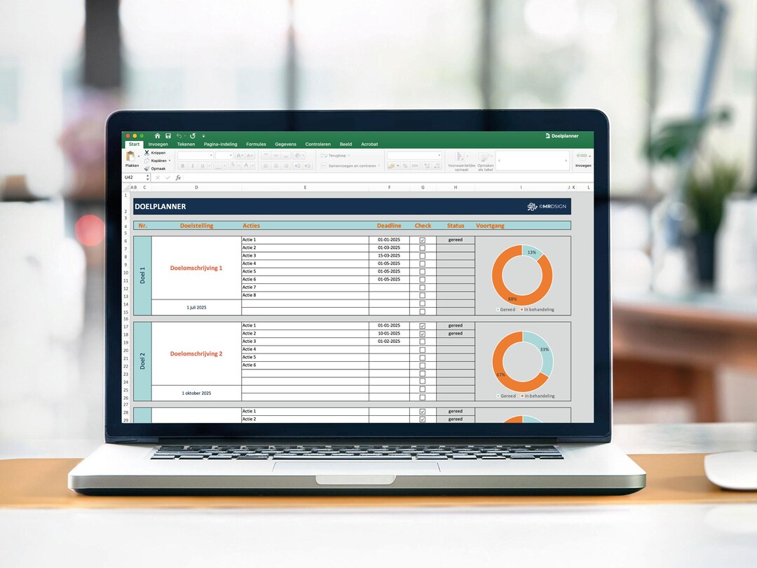 Excel Sjabloon Doelplanner | Spreadsheet Doelen Plannen | Goal Tracker ...