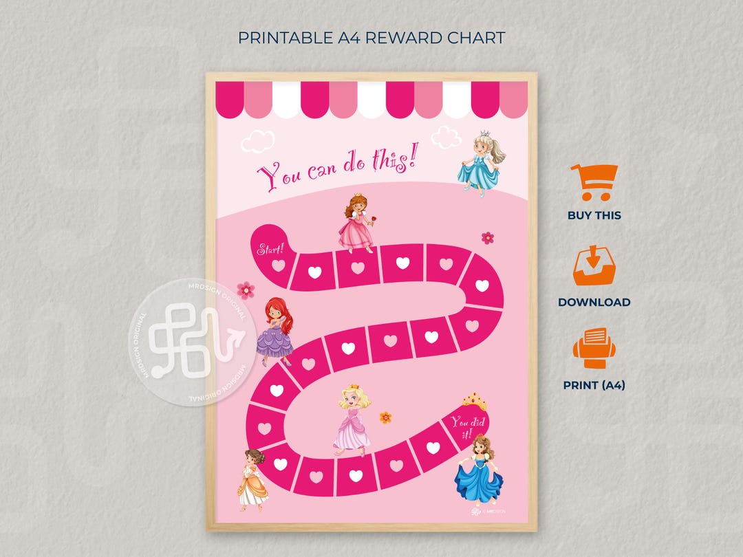 Princess Reward Chart for Girls | Printable A4 PDF | Fun Behavior ...