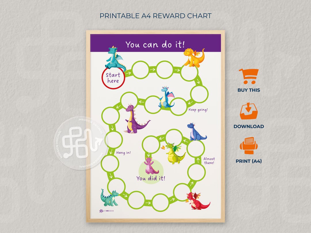 Dragon Reward Chart for Boys Printable PDF A4 Motivational Behavior ...