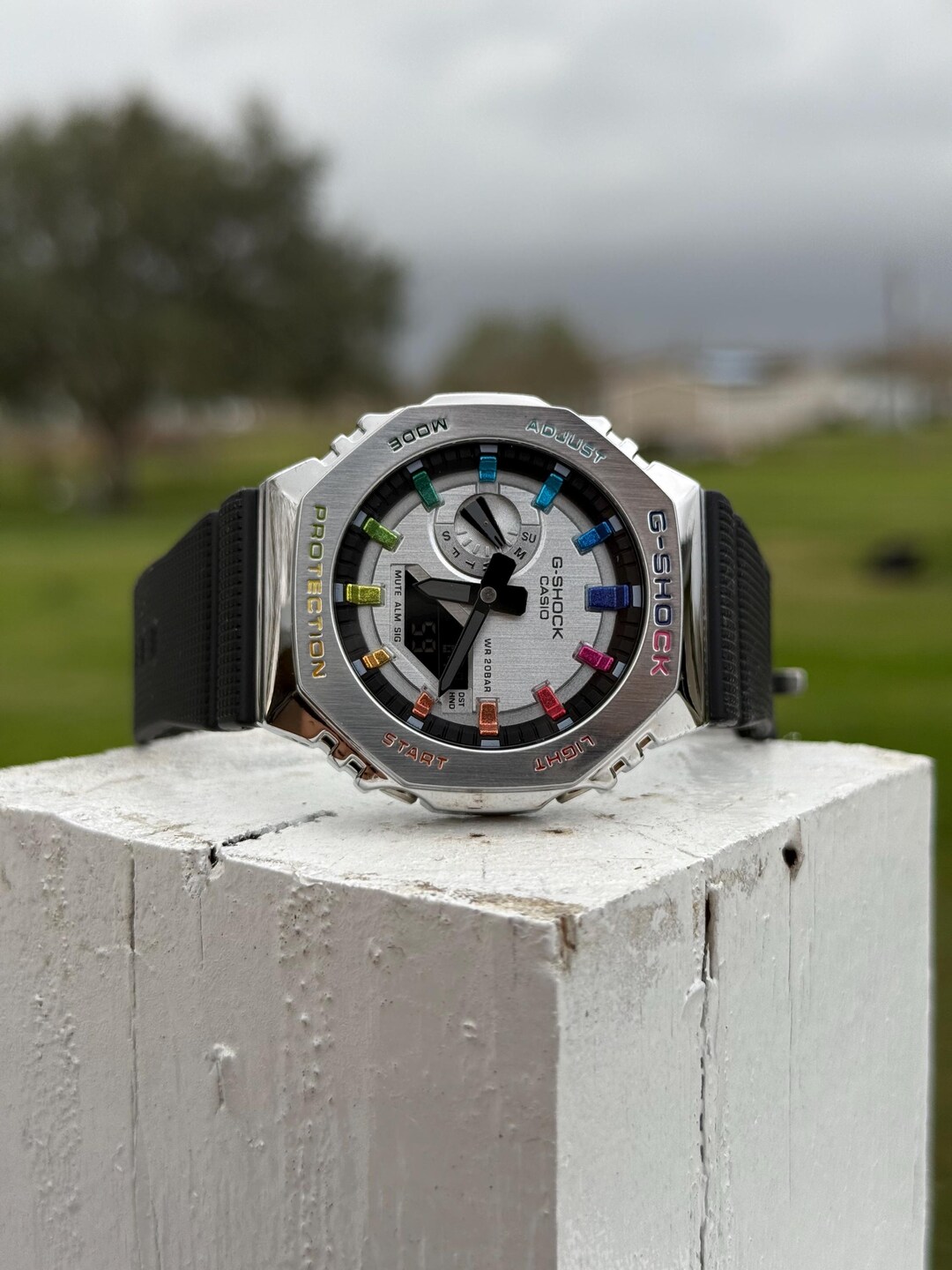 Casio Silver G-shock Rainbow Dial GM-2100 Quartz Analog Custom Mod Kit ...