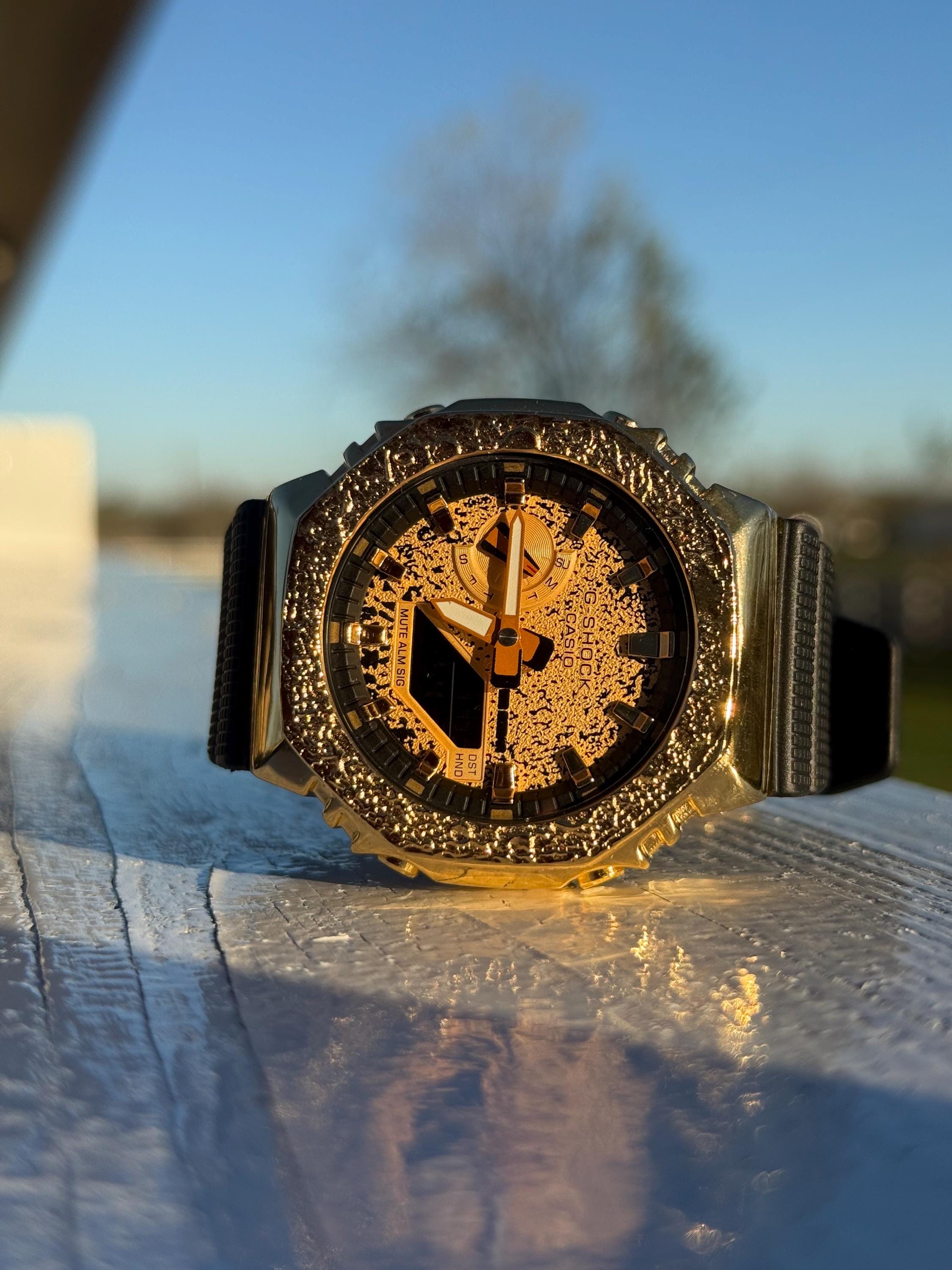 Casio G-shock Gold Texture Bezel With Gold Dial GM-2100 Quartz Analog ...